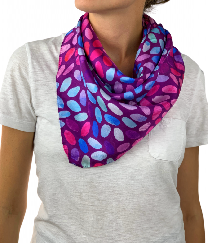 Foulard en soie femme - COROLLE Violet - SIFT FRANCE